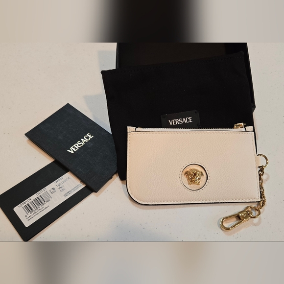 Versace | Bags | Nwt Full Inclusion Versace Cream Card Holder With Gold ...